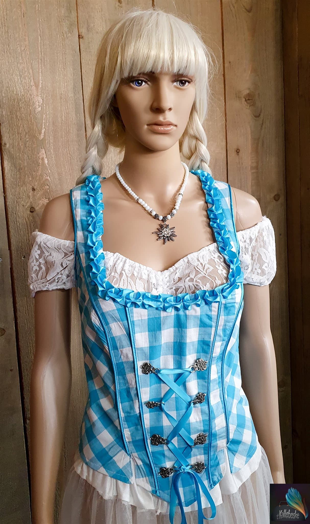 Mieder Helena Turquoise Wit Partysjiek